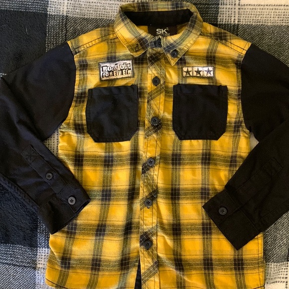 SK2 Apparel | Shirts & Tops | Yellow Plaid Flannel Punk Button Up ...